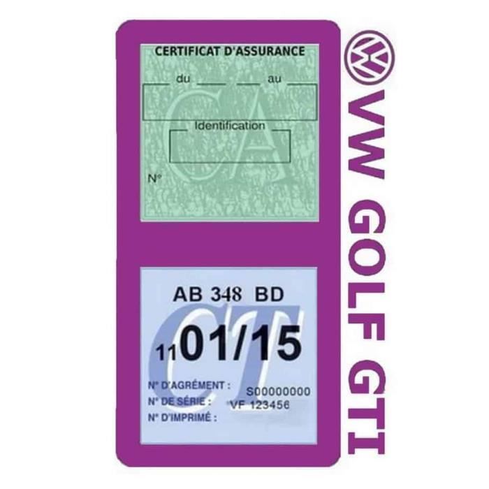 GOLF GTI VD8 MAUVE POCHETTE ETUI VIGNETTE ASSURANCE VOITURE ET CONTROLE ...