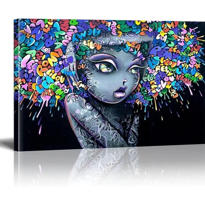 Banksy Toile Tableau Doodle Girl Street Art Graffiti Toile Art Décor ...