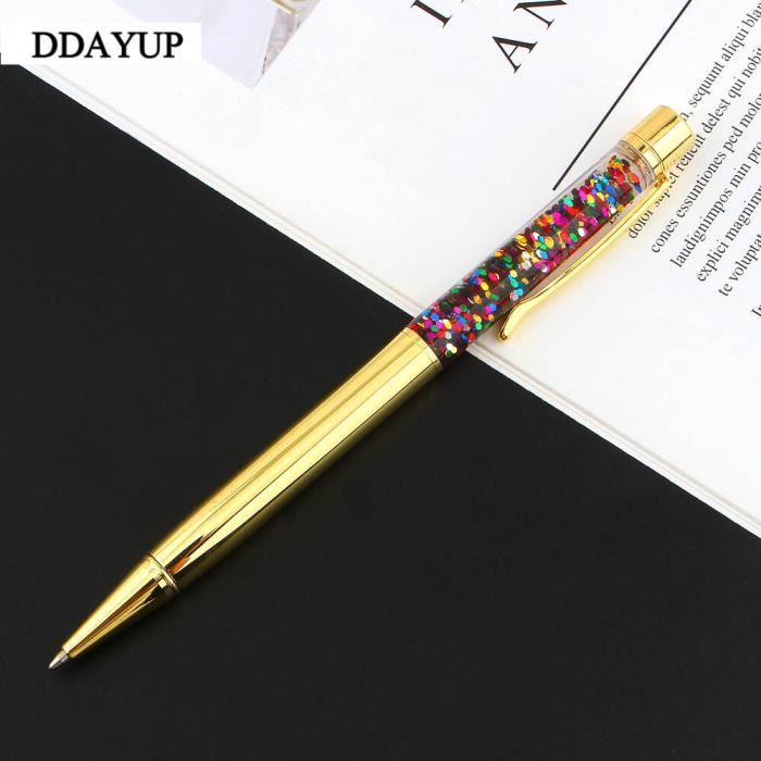 Stylo,Stylo à bille de luxe 1.0mm,sables mouvants,huile,cristal,feuille ...