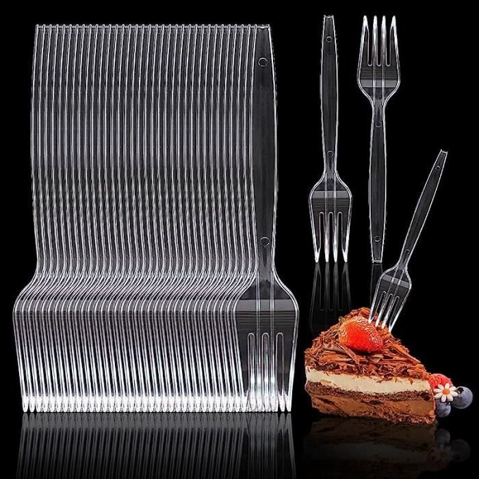 Set de 100 fourchettes réutilisables en plastique transparent ...
