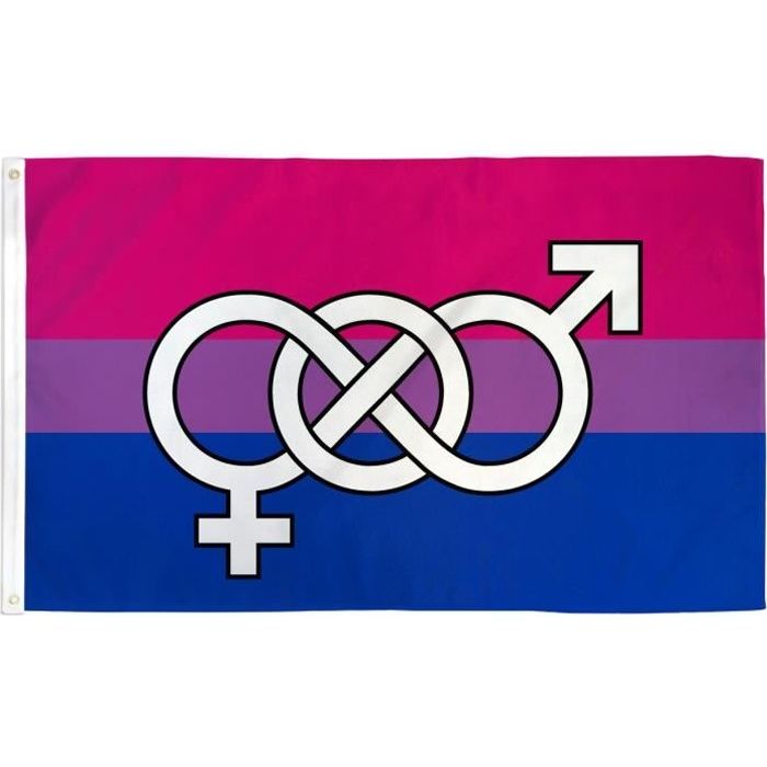 Drapeau LGBT Bisexuel avec symboles 150x90cm - fierté bisexuelle Haute ...