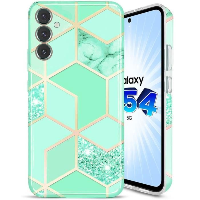 Coque - Samsung - Galaxy A54 5G - Motif Marbre Turquoise - Protection Antichoc - Souple ...