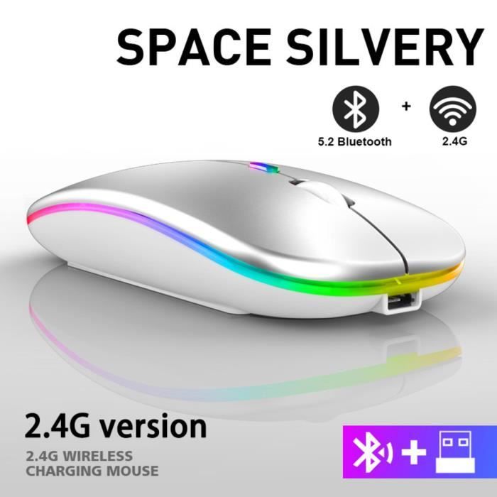 Souris De Jeu Ergonomique Sans Fil, Rechargeable, Bluetooth, Rvb, Rétroéclairage Led, Pour ...