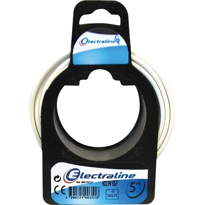 ELECTRALINE Câble méplat HO3VVH2F HO3VVH2F - 2x0,75 mm² - Bobinot 5m ...
