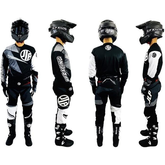 TENUE ENFANT MOTO CROSS QUAD ENDURO VTT BMX MTB NOIR GRIS BLANC JLP ...