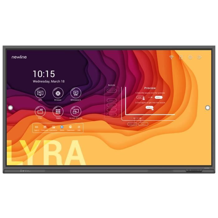 Newline Lyra TT-6521Q - Ecran interactif tactile 65' - 4K UHD - 6 ms ...