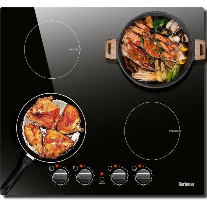 Plaque À Induction 4 Feux Encastrable Avec Bouton De Commande, 7000W, Table De Cuisson Induction ...