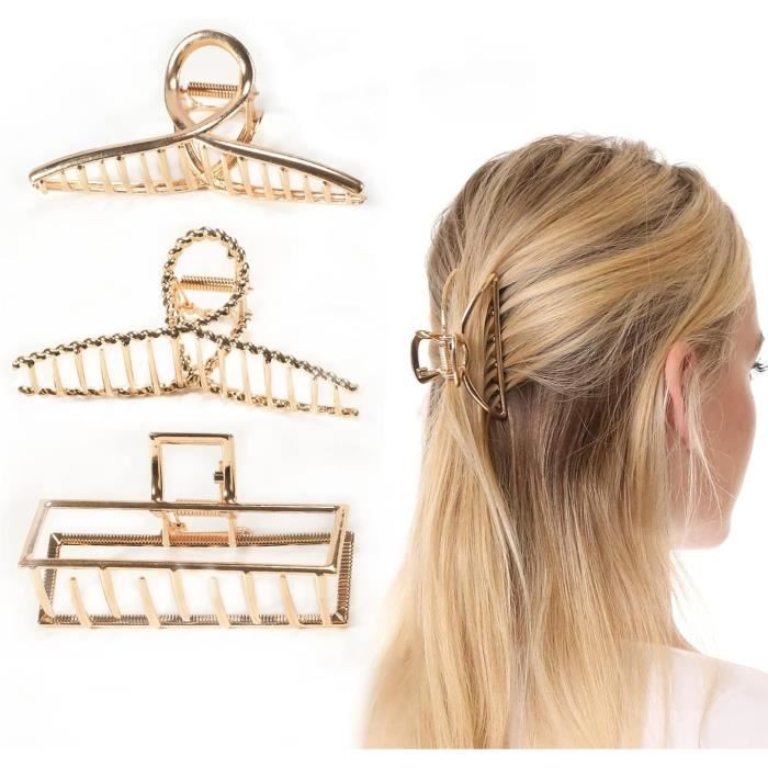 3 Pince Cheveux en Métal, Pince Cheveux Femme, 3 Styles Pinces à ...