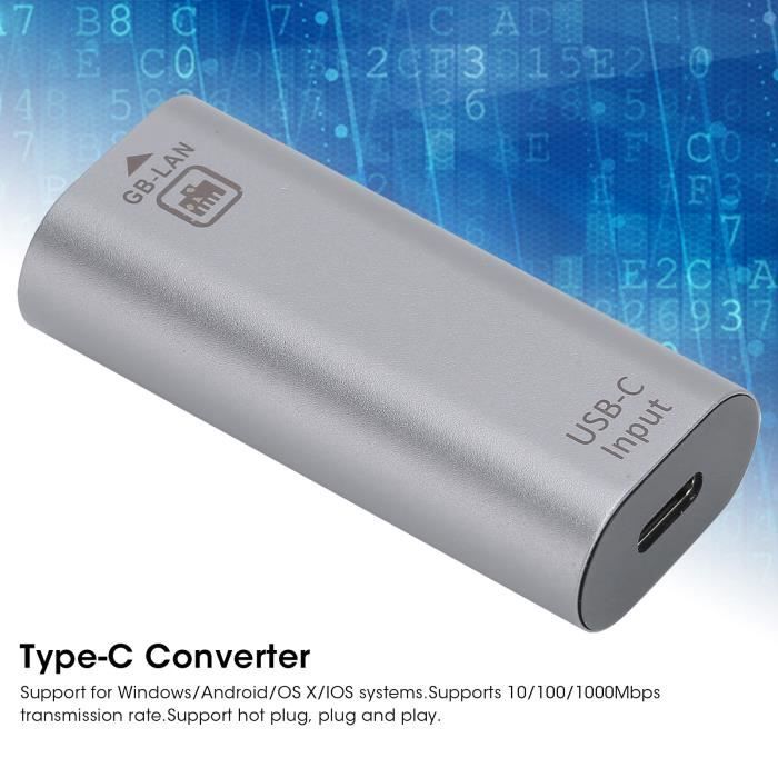 TMISHION Convertisseur type C femelle vers port réseau RJ45 Gigabit ...