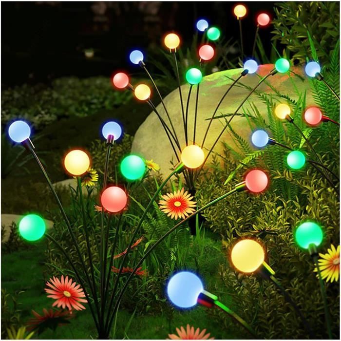 Lucioles Solaire Jardin, 4 Packs De 6 8 10 Led Lucioles Solaires Pour Décoration De Jardin ...