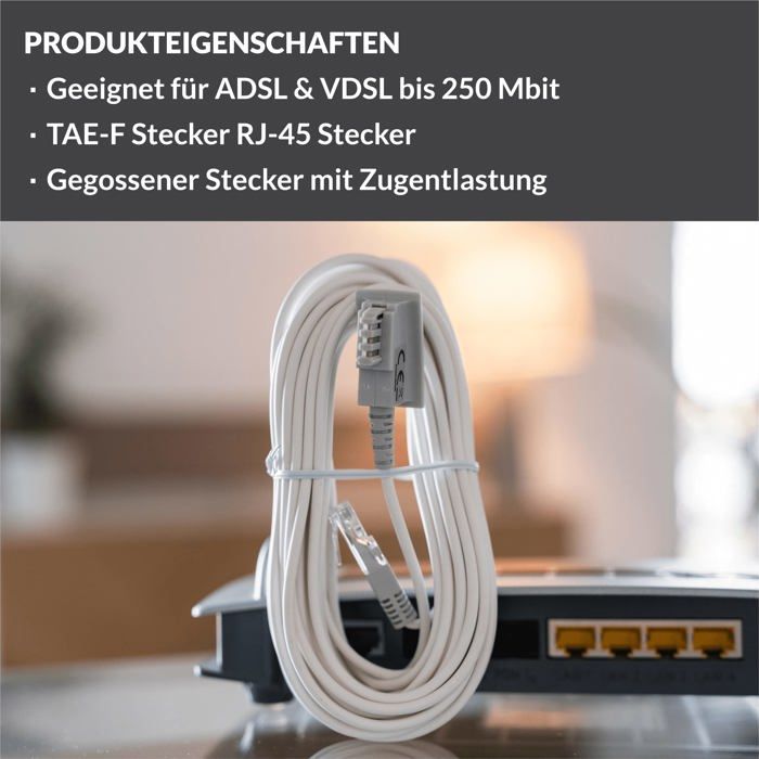 COXBOX Câble DSL/VDSL 10 m RJ45 (DSL IP) → TAE avec signature ...