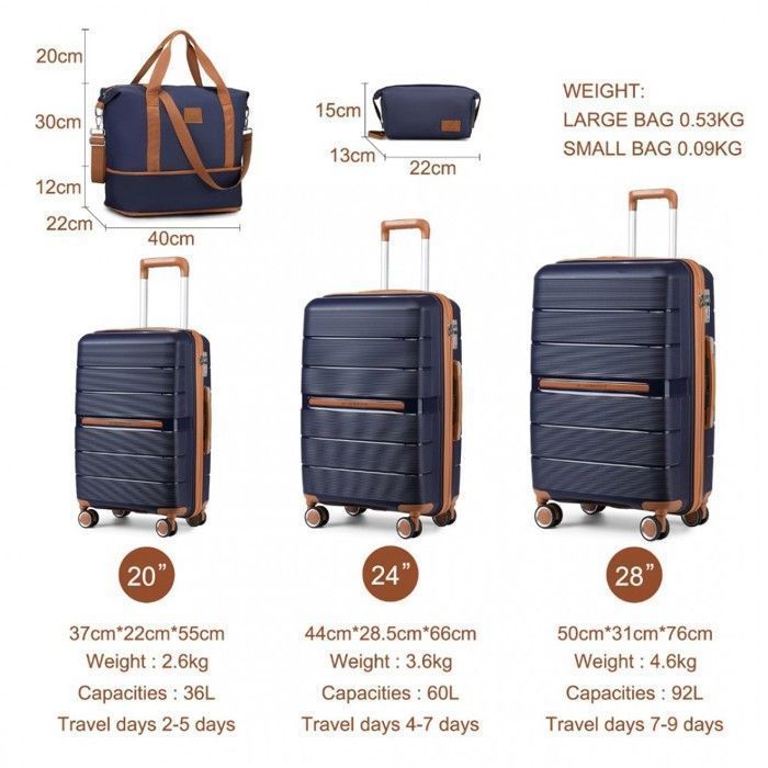 British Traveller Set de 5 Valises de Voyage (55/66/76cm) Rigide Bagage ...