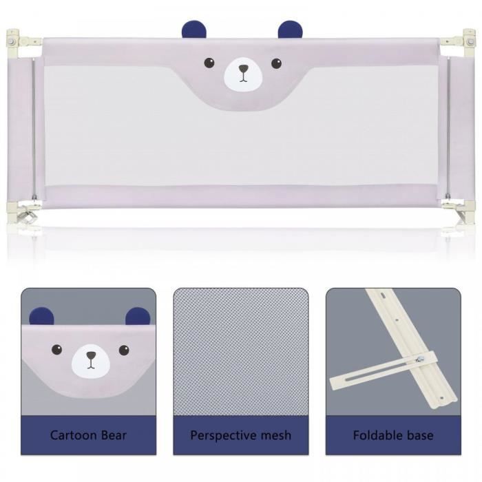PEACHES Barriere De Lit Bebe 200*100*26cm Cloison de Bord de Lit d'Ours ...