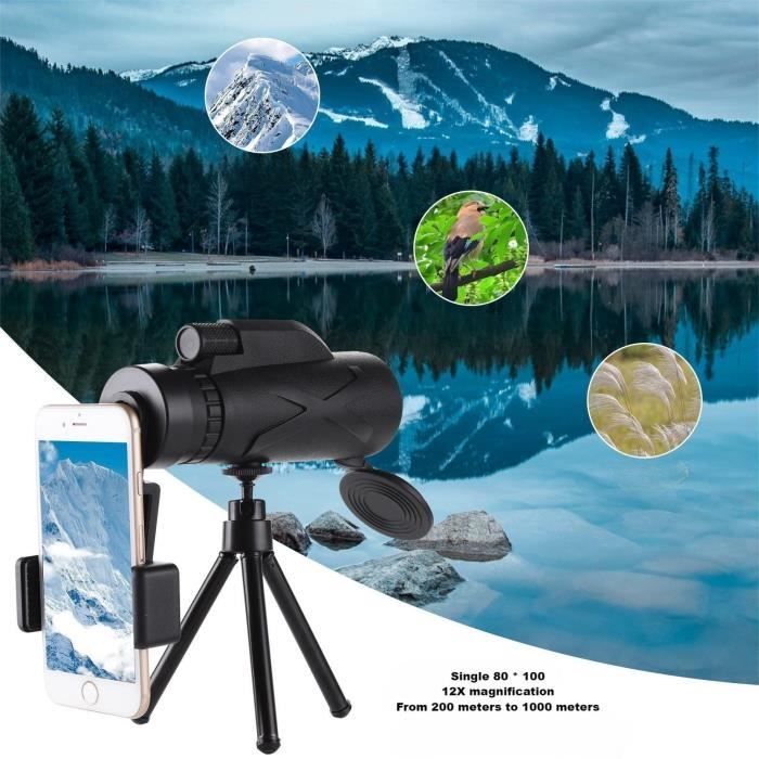 Télescope monoculaire RUMOCOVO - Zoom 80x - Objectif optique 100mm ...