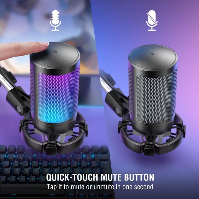 USB Micro Gaming avec Bras pour PC PS4 PS5, Condensateur Microphone ...