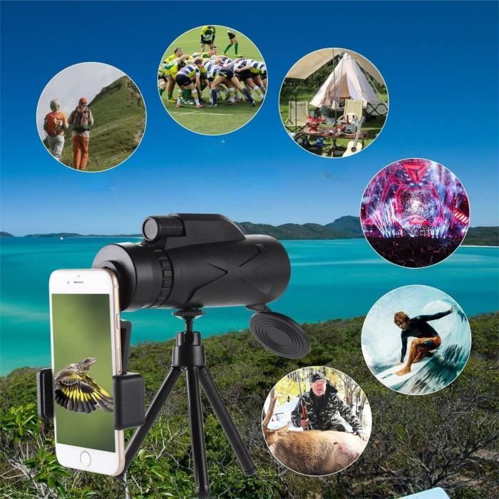Télescope monoculaire RUMOCOVO - Zoom 80x - Objectif optique 100mm ...