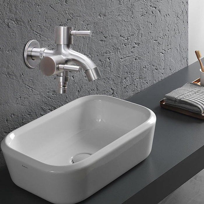 Robinet double universel en acier inoxydable - Robinet d'extérieur ...