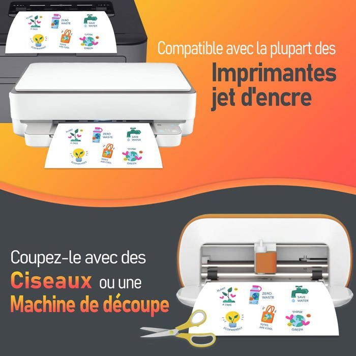 Papier autocollant vinyle imprimable - EDILIQ - 30 feuilles - Finition ...