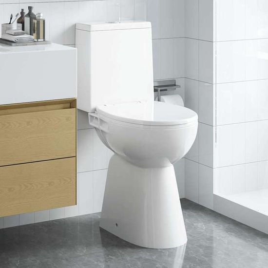 Prix bas - Toilette - Cuvette sans bord fermeture douce 7 cm Hauteur d ...