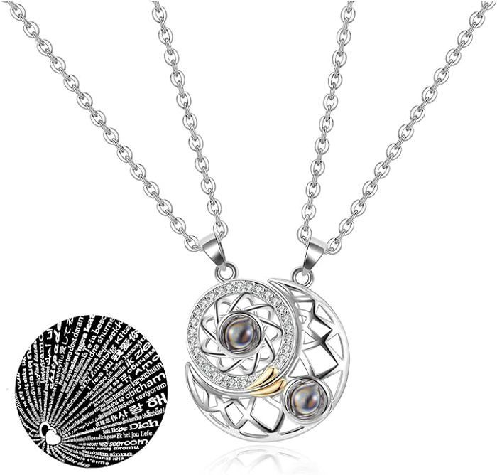 Collier Couple Magnétique Soleil et Lune, Projection Pendentif Collier ...