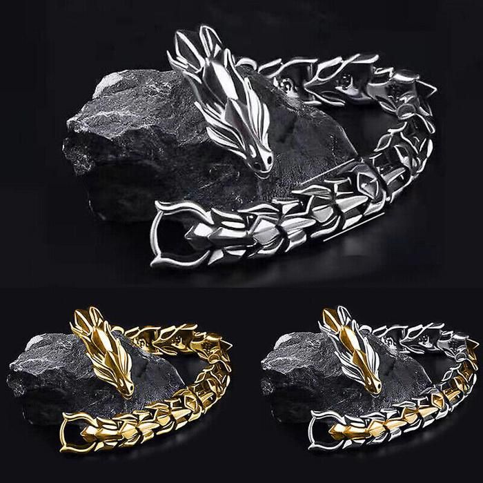 Viking Dragon Link Chain Bracelet Cool Men Acier inoxydable Ouroboros ...