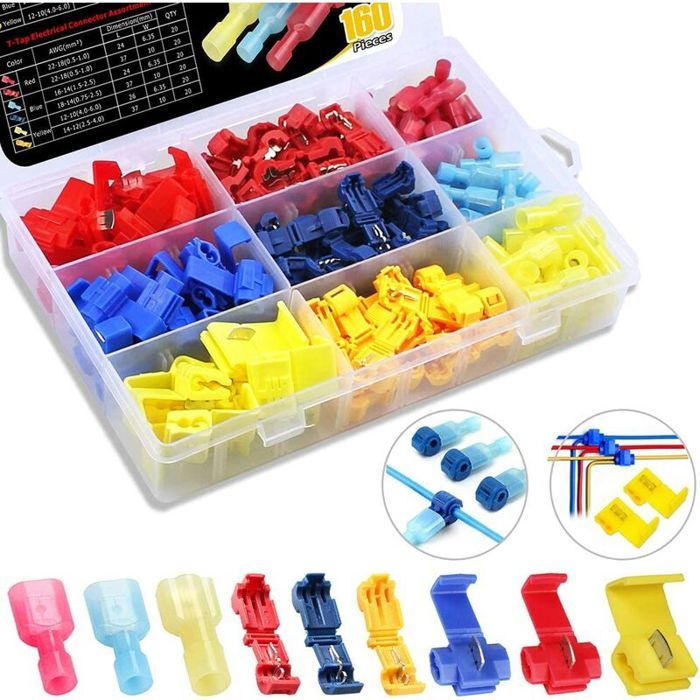 160Pcs Cosse Electrique Connecteur Rapide, Raccords Auto-Dénudants ...