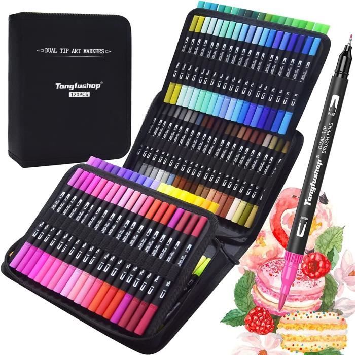Feutres Coloriage, 120 Couleurs Feutre Dessin Feutres Aquarelle Avec ...