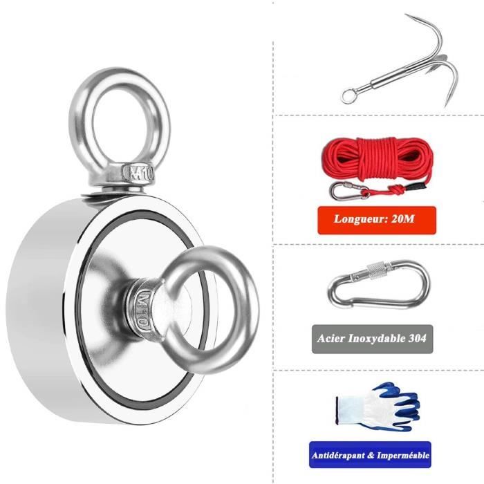 Peche a l'aimant Puissant Double Face Aimant de Peche 770kg 94MM ...