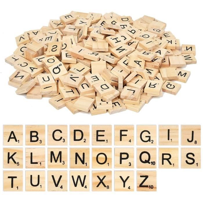 1000 pièces lettres alphabet en bois A-Z carreaux de lettres bois ...