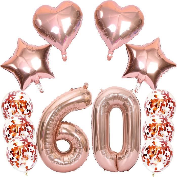 Ballon Chiffre 60 Or Rose,Ballon Anniversaire 60 ans Femme,Ballons ...