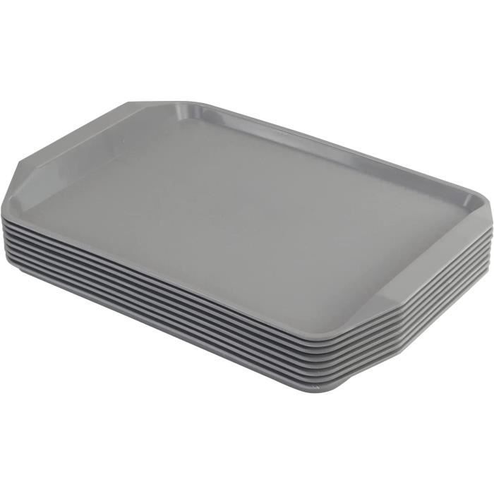 Lot De 8 Plateaux Rectangulaire En Plastique, Gris Plateau Repas De ...