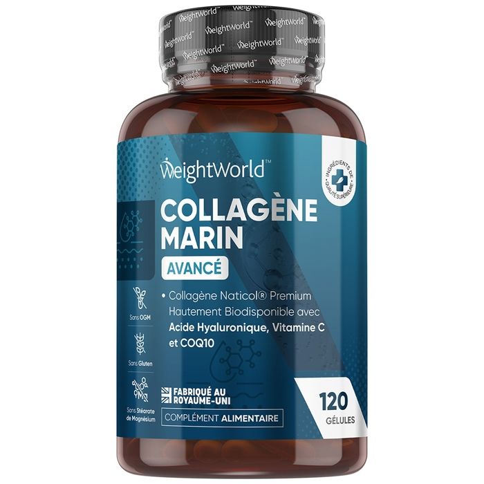 Ollagène Marin Type 1, 1200mg + Acide Hyaluronique + CoQ10, Vitamine C ...