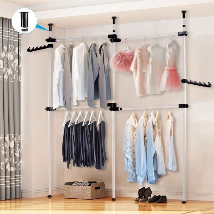 VIE® Support à vêtements Étagères murales Chambre à vêtements Armoire ...