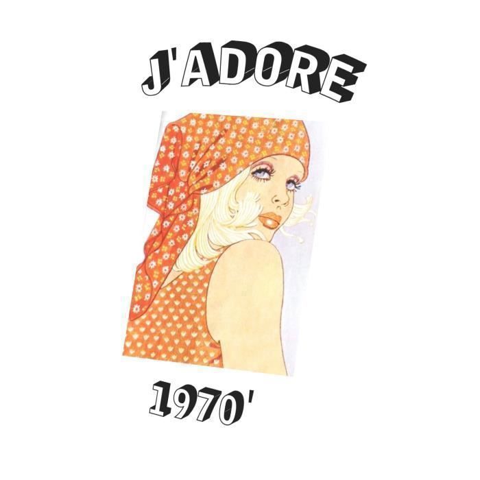 Tableau Décoratif J'Adore 1970 Vintage Années 70 Retro Hippie (40 cm x ...