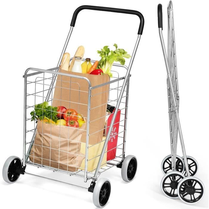 GIANTEX Chariot de Courses Pliable à Roulettes 83L,Caddie/Chariot de ...