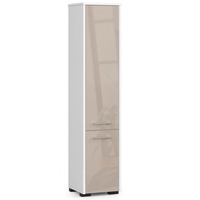FRANK - Colonne de salle de bain style moderne - 30x140x30 - 2 portes+5 ...