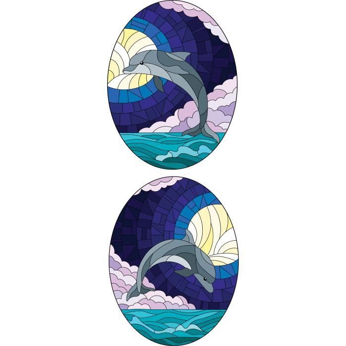 Sticker électrostatique pour vitre, illustration de dauphins sautant ...