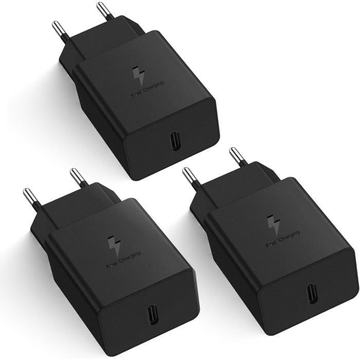 3-Pack Chargeur Usb C Pour Samsung Galaxy S23 S22 S21 S20 Fe S10 S9 S8 ...