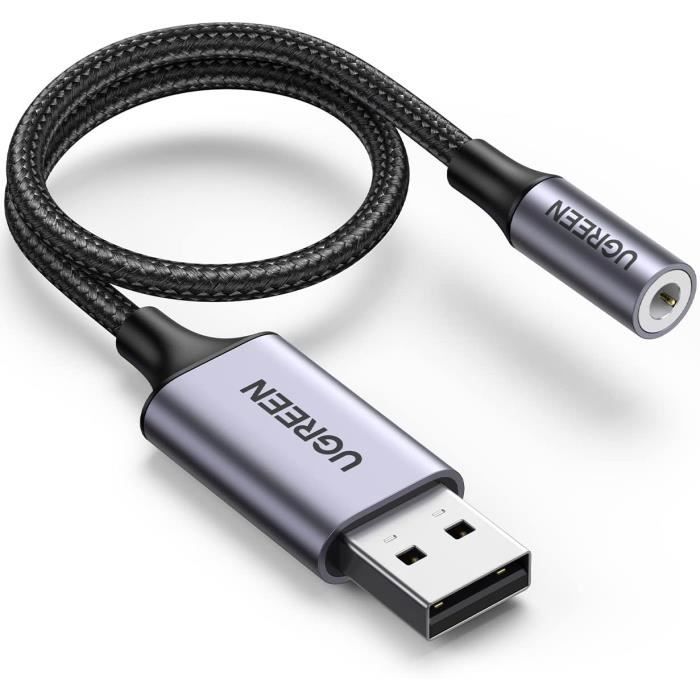 Adaptateur Usb Vers Jack 3,5Mm Carte Son Externe Usb Pour Casque Audio ...