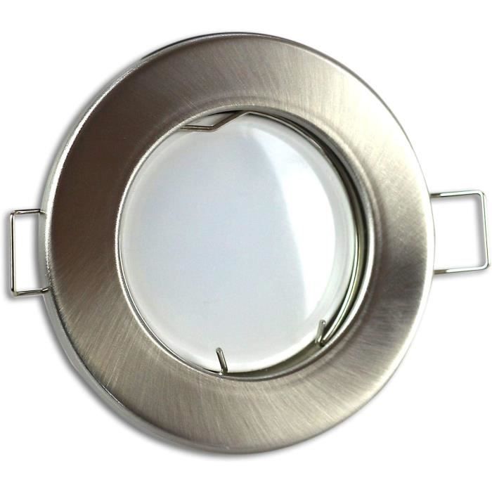 Spot à Encastrer Led Argent Brossé Rond 5 Watts Blanc Chaud 230v Spot