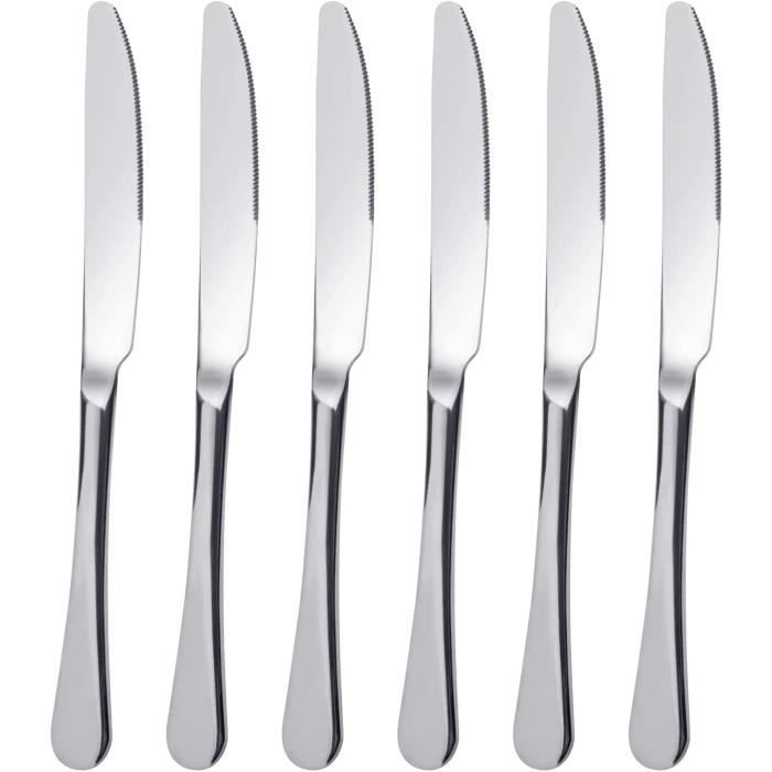 FOXAS 6 Couteaux de Table, 23cm Couteau à Steak en Acier Inoxydable, Couteaux à Dents, Couverts ...