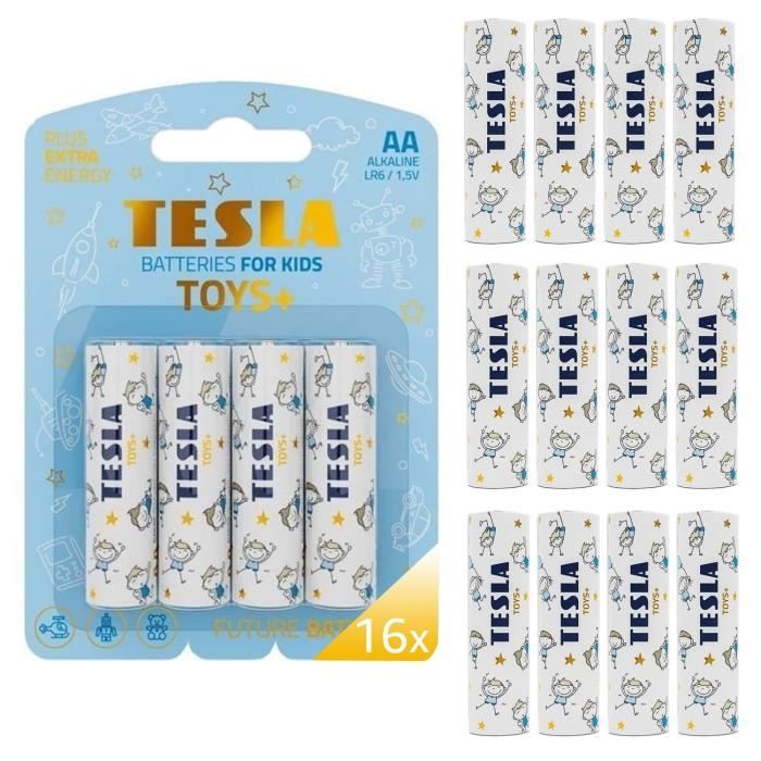 Piles TESLA AA LR6 1,6V Alcaline plus extra energy - Lot de 16 piles ...