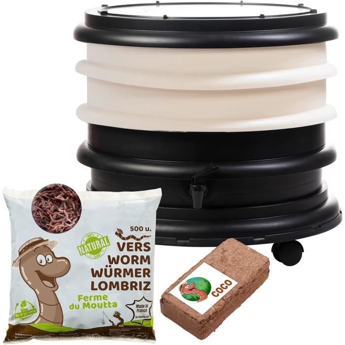 | Lombricomposteur 2 Plateaux Ivoire + 250Gr De Vers De Compost + 1 ...