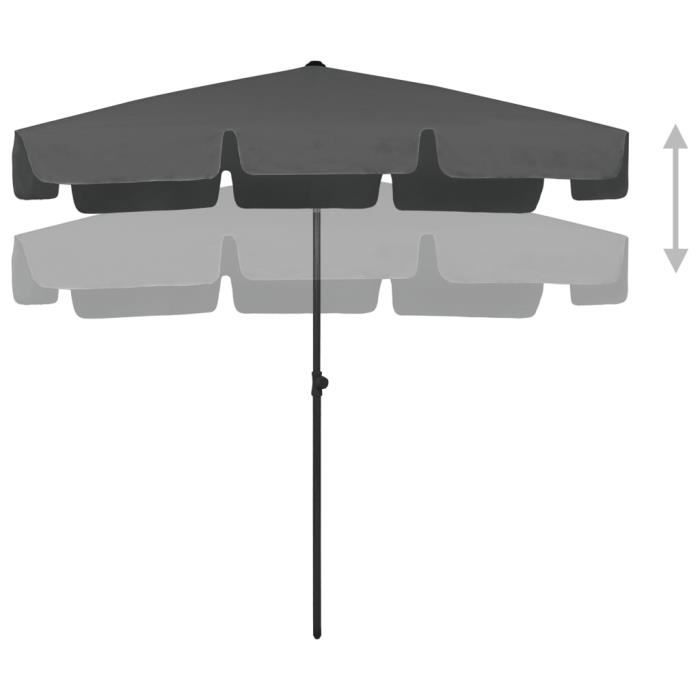 PAL Parasol de plage/voiles d'ombrage - Anthracite - 200x125 cm ...