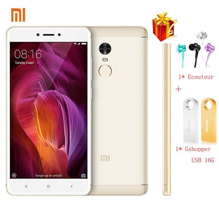 Xiaomi Redmi Note4 4+64 GB Smartphone Or avec Écouteur et Gshopper ...
