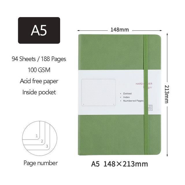 CAHIER,Light green-Blank--Carnet de notes à puces A5, classique, papier ...