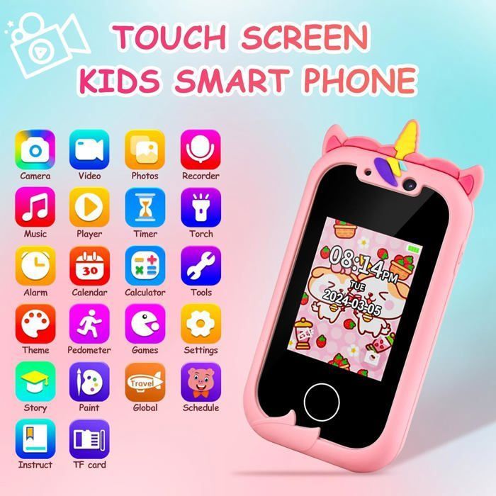 Telephone portable jouet enfants de 3-10 ans, 2,8" Smartphone Enfant ...