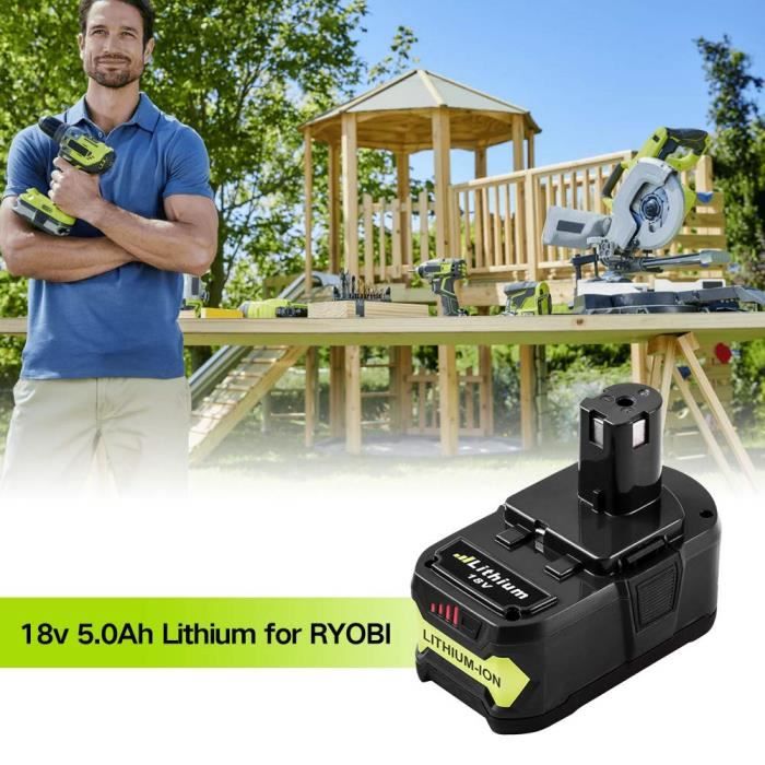 Topbatt 2X 5.0Ah pour Ryobi 18V Batterie de remplacement Lithium-ion ...