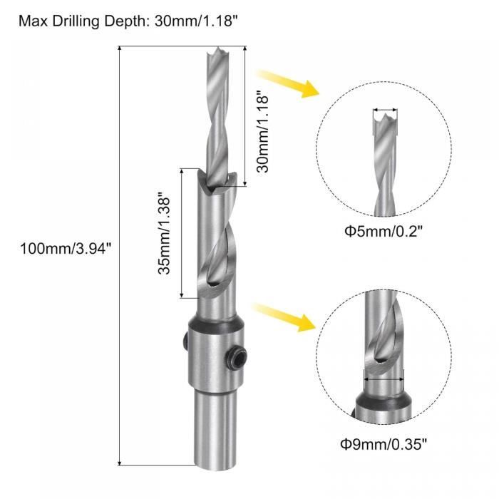 Fraise Foret Mèche 5 X 9 X 100Mm Pour Bois Bricolage Hss Haute Vitesse ...