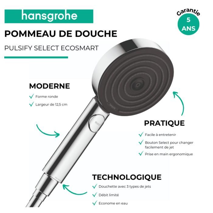 Pommeau De Douche Hansgrohe Pulsify Select Ecosmart 105 3 Jets